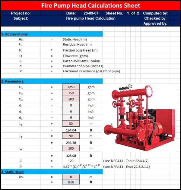 Fire Pump Head Calculations Sheet – hvacsimplified.in